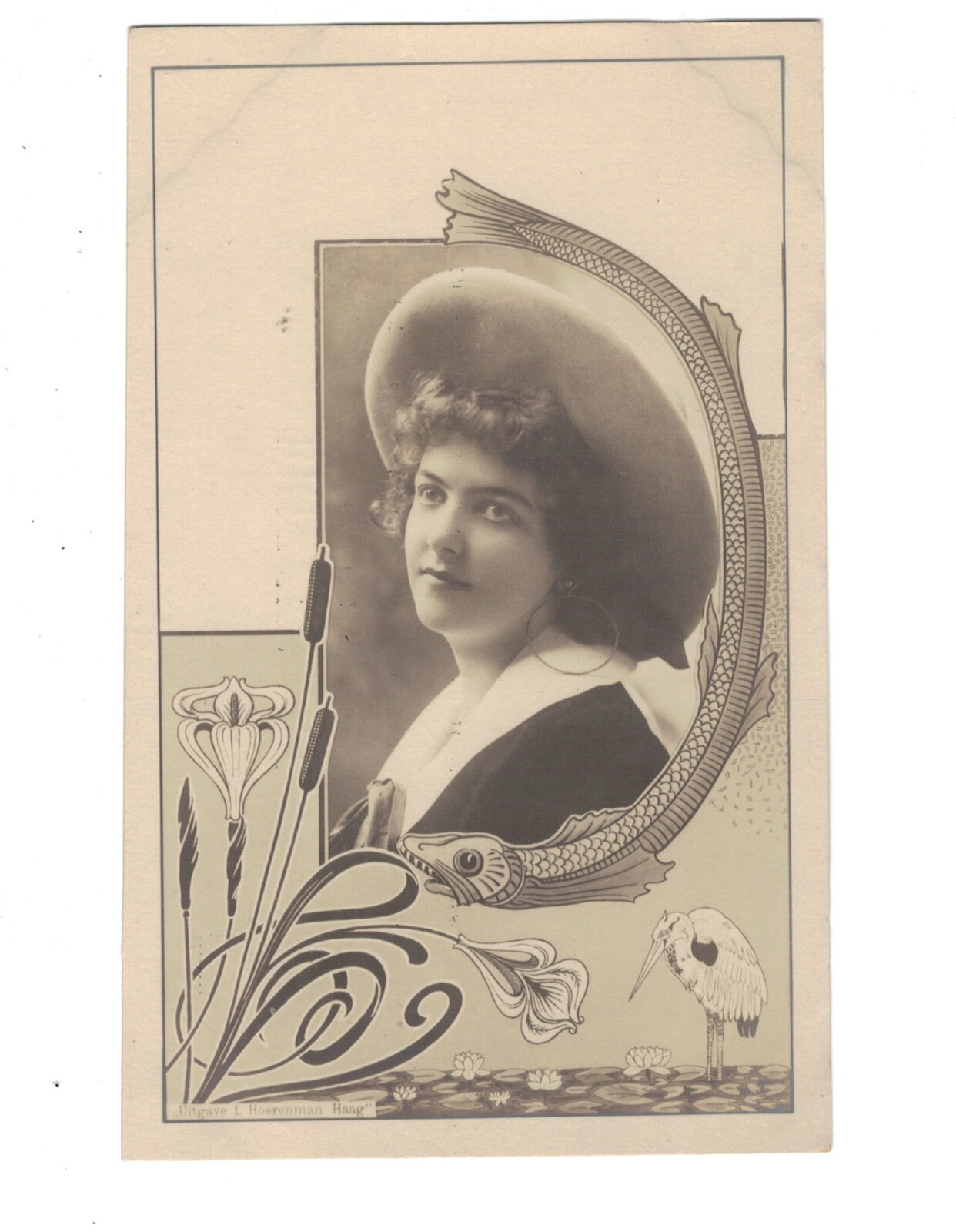 SB3111 ART DECO ART WOMAN FELT HAT IN FANTASY FRAME RPPC 1910-20 | eBay