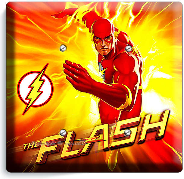 FLASH SUPERHERO FLAMES LIGHT SWITCH OUTLET WALL PLATE BOY BEDROOM MAN ...