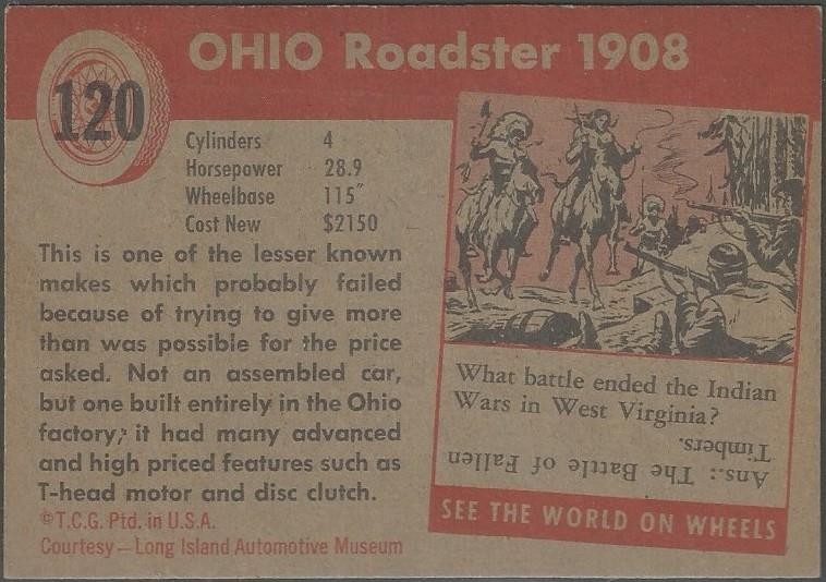 1954 Topps World on Wheels Card #120 - Ohio - Excellent Condition | eBay