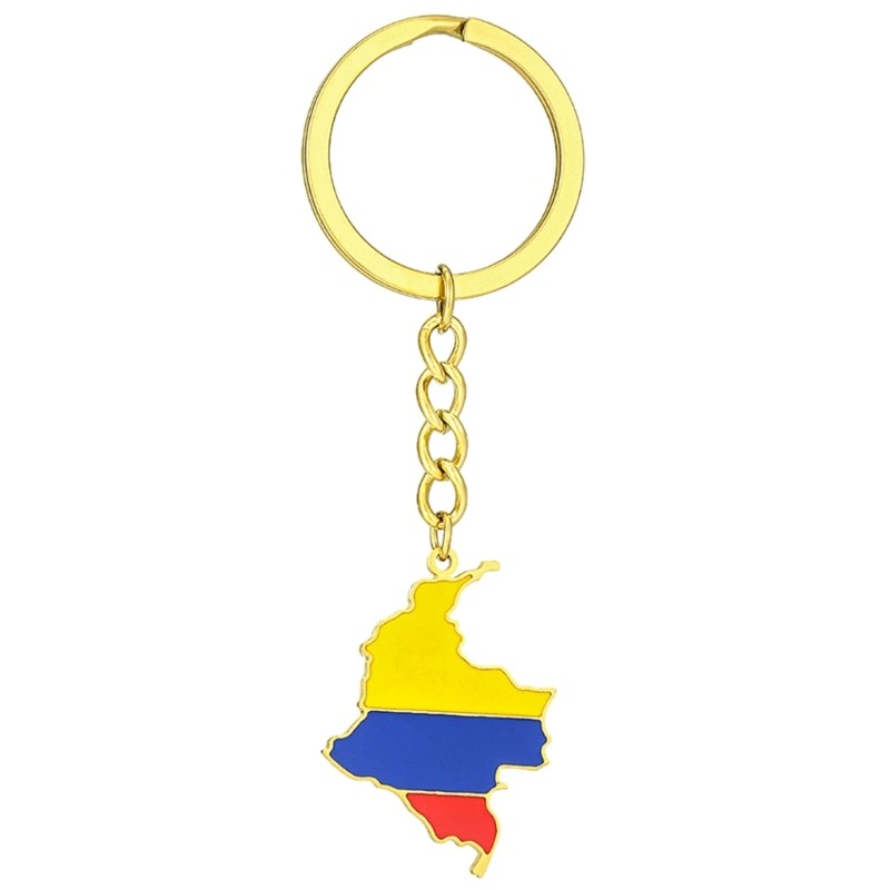 Colombian Map Flag Keychain Men Women Keyring Titanium Steel Key Chain ...