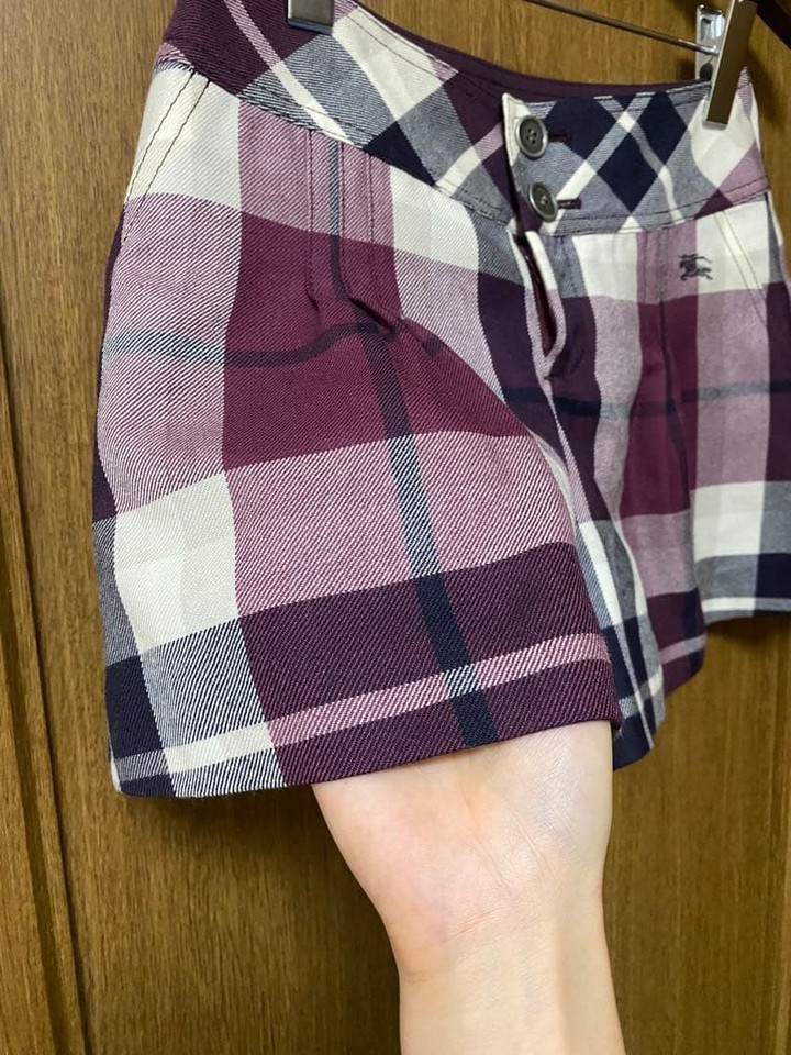 Burberry Blue Label Wool Culotte Skirt Wine Red Check Size 34 New | eBay UK