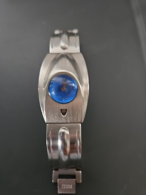 Vintage STORM Gray Round/Blue Bubble Silver Tone Retro Modernist Watch ...