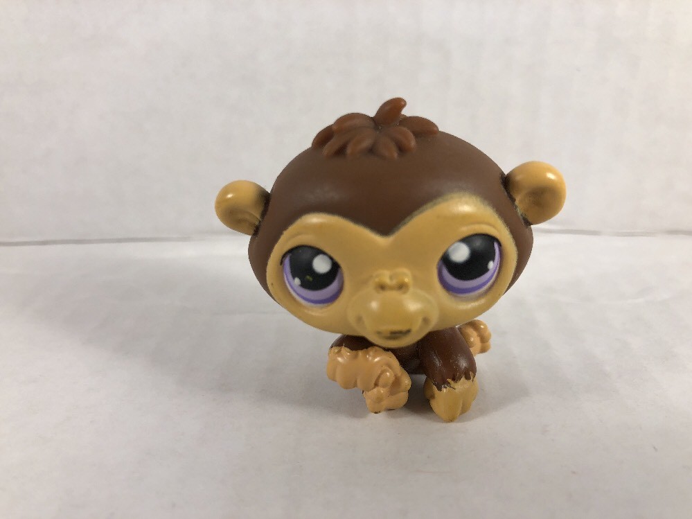 Littlest Pet Shop #359 Brown Baby Chimp Monkey Purple Eyes LPS | eBay