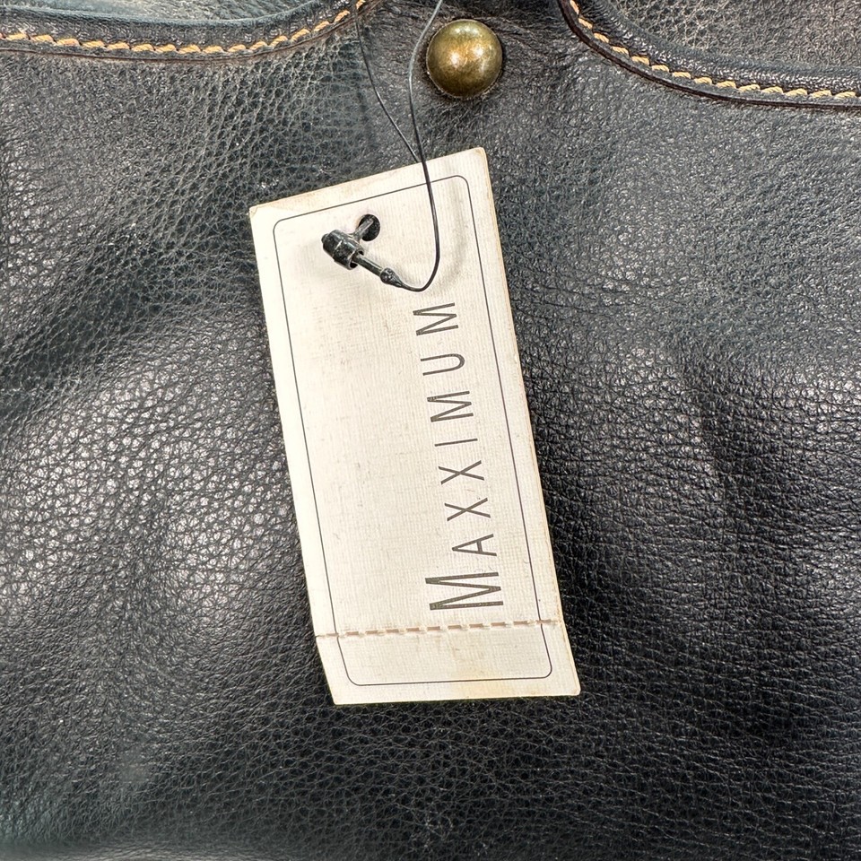 Maxximum Leather Handbag Black Pebbled Zips Lined Satchel Purse Bag | eBay