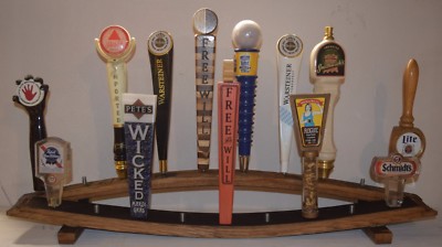 oak whiskey barrel stave 2 tiered 19 beer tap handle display stand | eBay