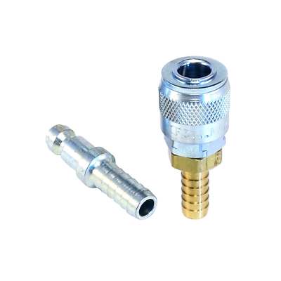Tru-Flate Automotive Quick Coupler Air Connector Fittings 3/8 Hose Barb ...