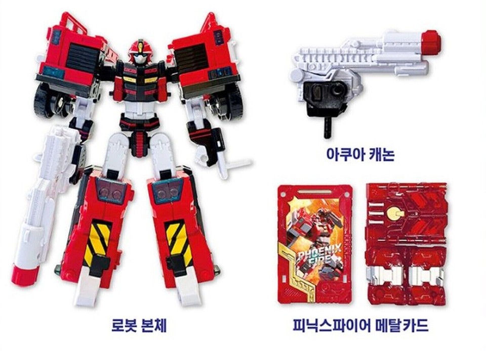 Metal Cardbot PHOENIX FIRE Red Truck Engine Transforming Robot Car Card ...