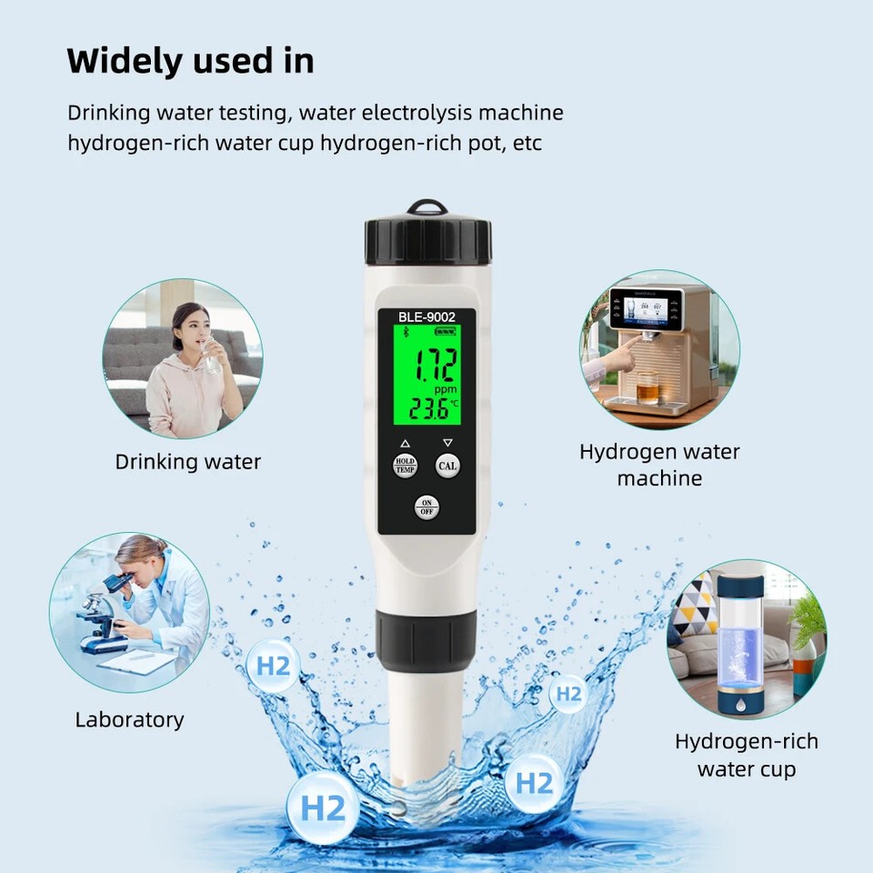 H2 Temp Meter Hydrogen Rich Water Hydrogen Ion Concentration Monitor ...