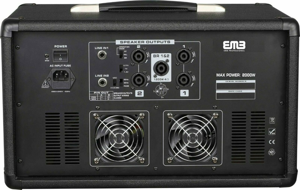 EMB PX2 1000W 10 Channel Power Mixer Console w/ DSP Effects, Bluetooth ...