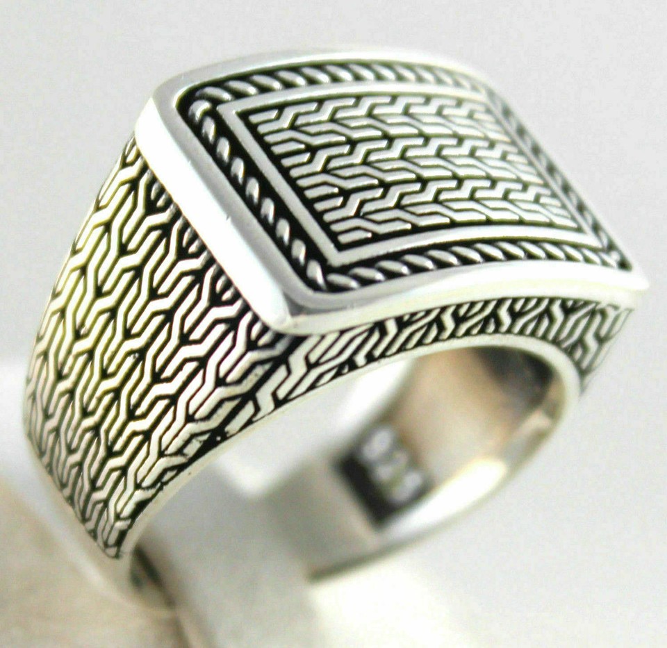 Unique Men's Elegant Design Pure 935 Argentium Silver Anniversary ...