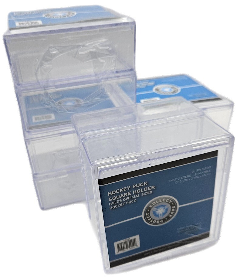 (8-Count) CSP Hockey Puck Square Holder - Stackable Display Case (4 ...