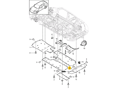 PORSCHE Panamera 10-16 Rear Left Underbody Guard Trim 97050492100 NO🇺🇸 ...