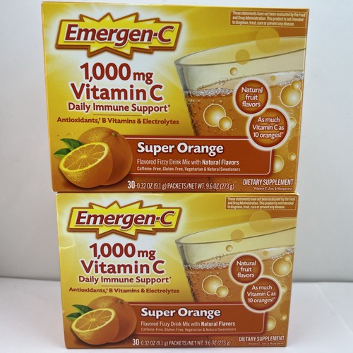 Emergen-C 1000 mg Vitamin C, Super Orange Flavor, 30 Packets Each, 2 ...