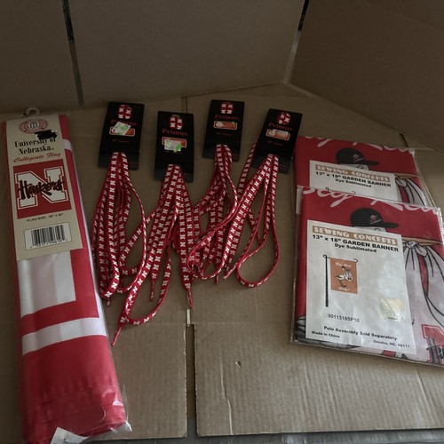 Nebraska University Collegiate Flag Shoe Laces 45” Garden Flags | eBay