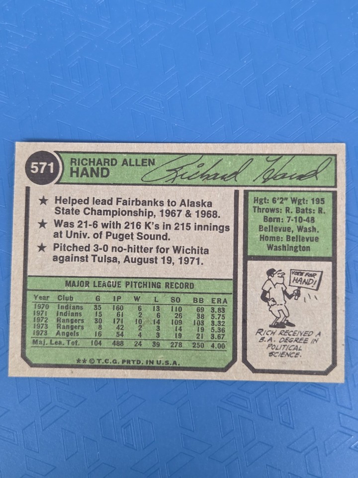 1974 Topps #571 Rich Hand California Angels BASEBALL Card 7J | eBay