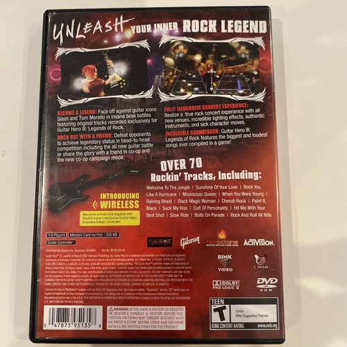 PLAYSTATION 2 PS2 GUITAR HERO III LEGENDS OF ROCKS GAME COMPLETE WITH ...