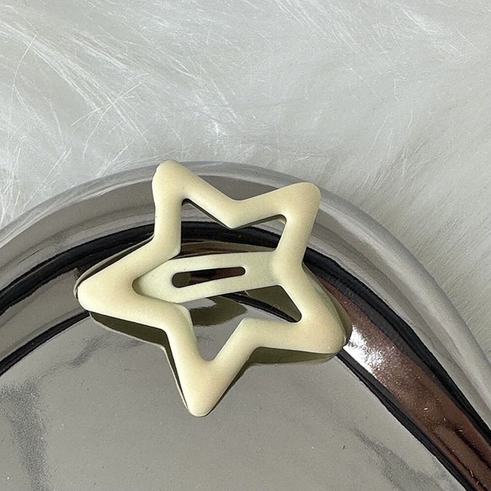 Star-shape Metal Snap Hair Clip Solid Color Pentagram Hairpin Headwear ...