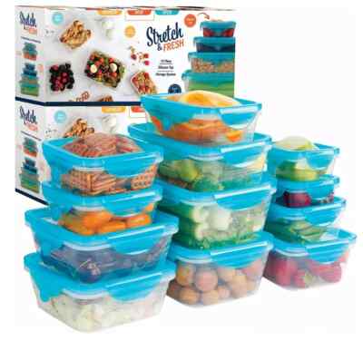 Stretch and Fresh 24 pc Family Pack Stretchable Silicone Food Storage ...