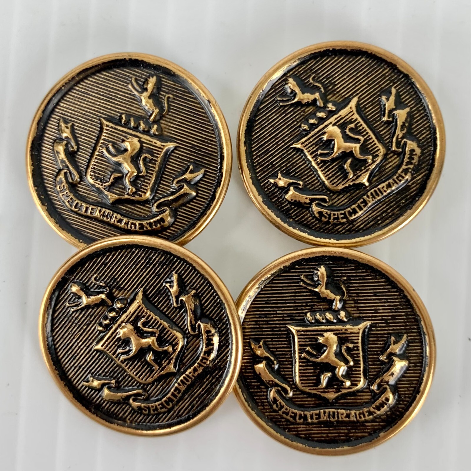 4 Vintage 1990s Brass Coat Buttons 1.5in Latin Spectemur Agendo Griffin ...