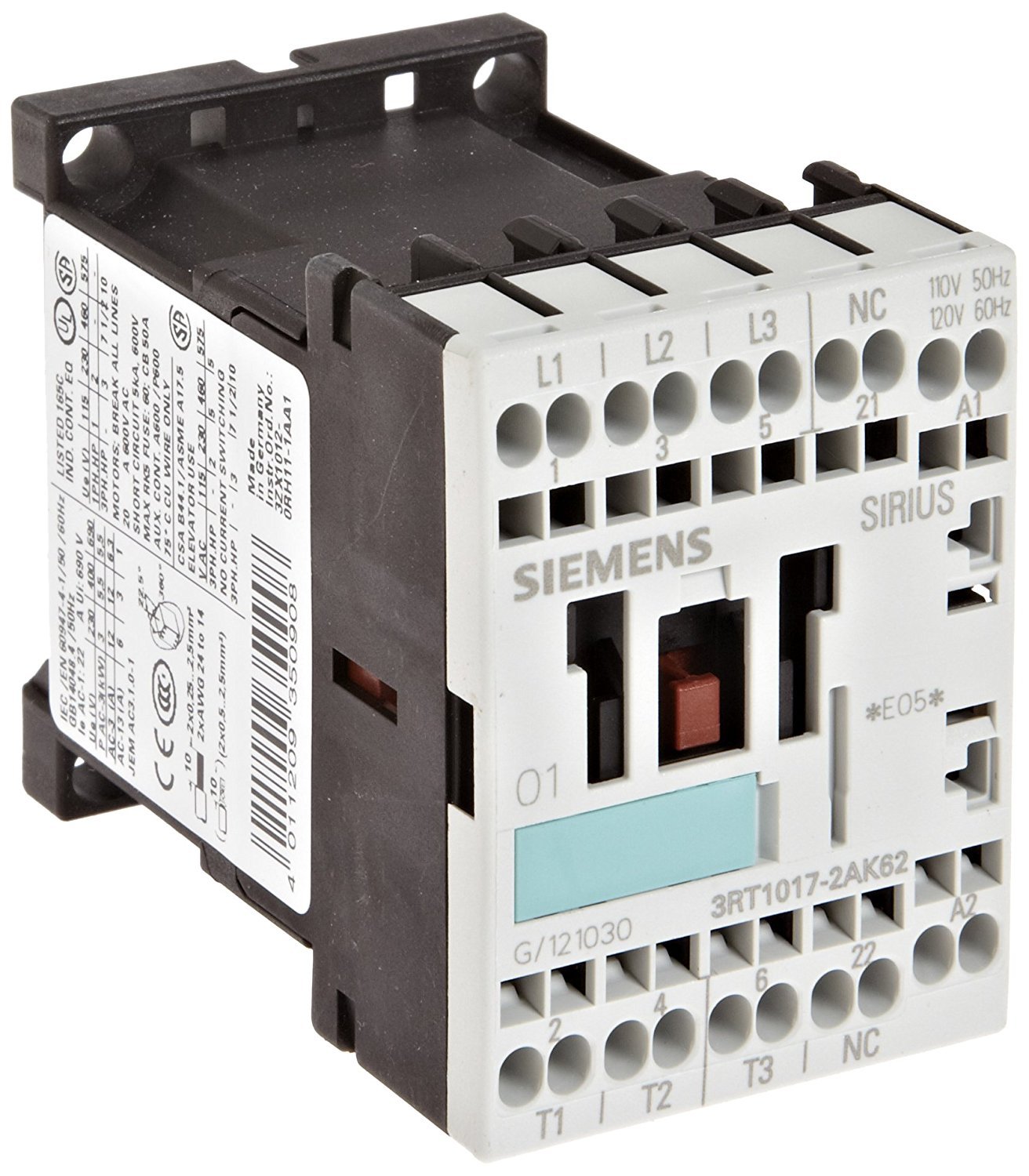 Siemens 3RT10 17-2AK62 Motor Contactor 3 Poles Spring Loaded Terminals ...