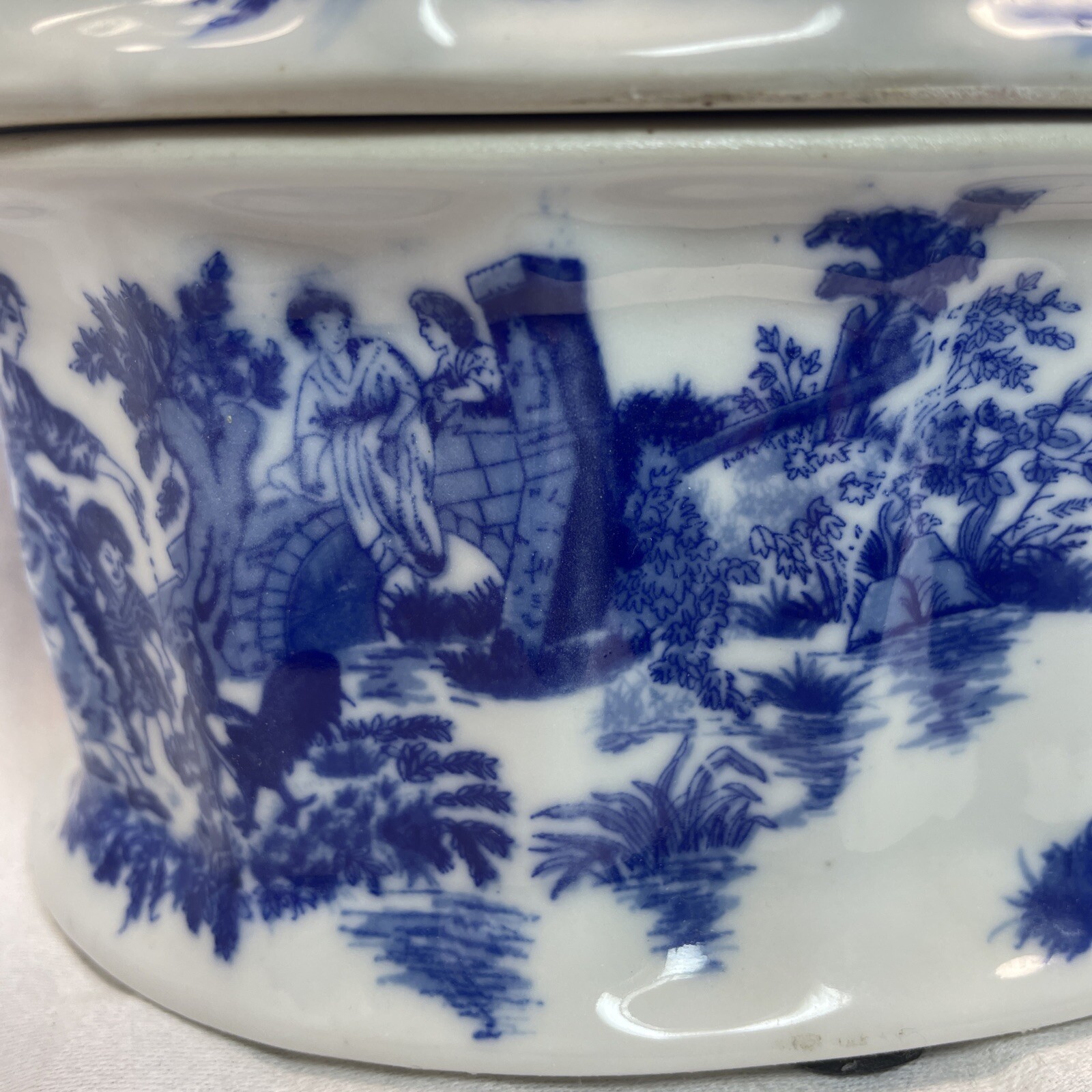 Antique Victoria Ware Ironstone Flow Blue Transferware Covered Dish | eBay