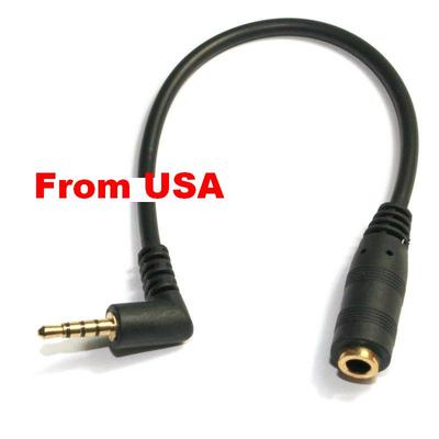 3 PK 90° Right Angle 3.5mm 4 Pole Male to Female Cable Stereo Audio ...