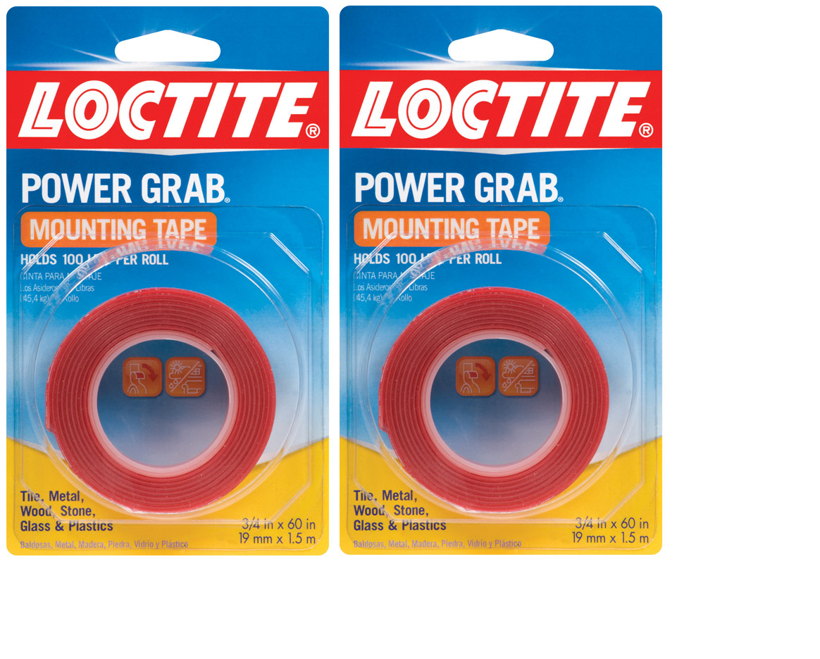 2 pack Loctite Clear Power Grab outdoor Mounting Tape 3/4 Inch by 60 ...
