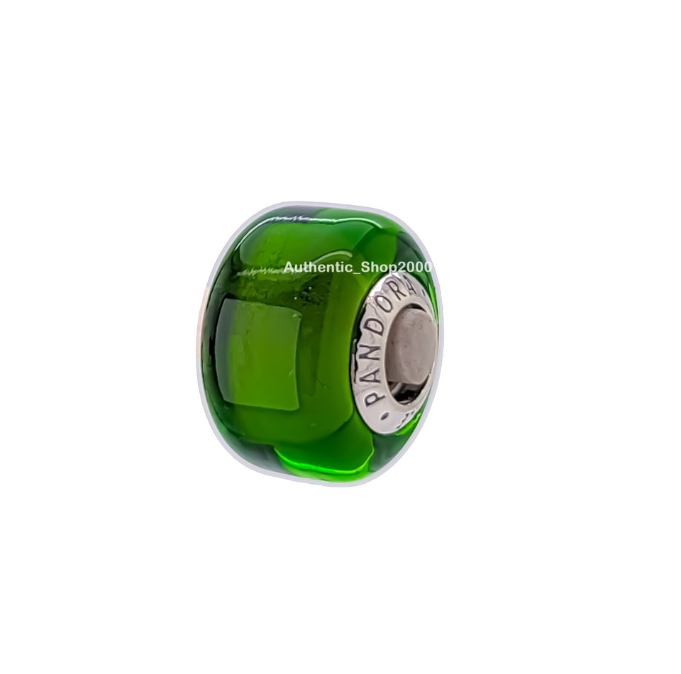 New 100% Authentic PANDORA 925 ale Green Mini Murano Glass Charm ...
