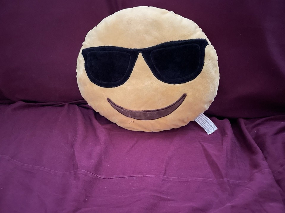 Smiley Face with Sunglasses Oval Pillow 12" x 11" | eBay