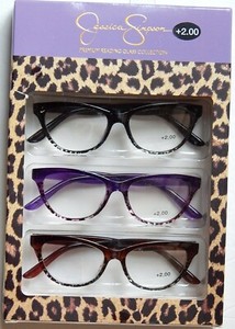 JESSICA SIMPSON 3-PACK PREMIUM READING GLASSES READERS +1.50+2.00+2.50 ...