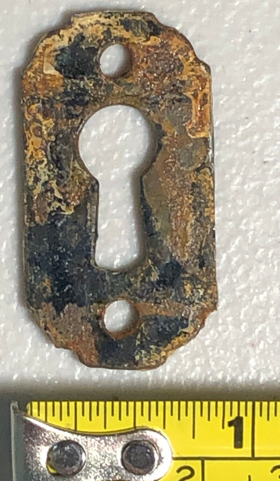 VINTAGE OLD ANTIQUE FANCY STEEL ESCUTCHEON KEY HOLE KEYHOLE COVER PLATE ...