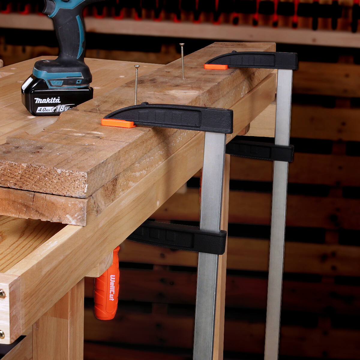 WellCut Bar Clamps 400X120MM Professional Woodworking F Clamps Quick ...
