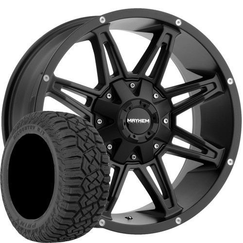 4-Mayhem Rampage 18x9 5x4.5"/5x5" Black Rims w/33x12.50R18LT Prinx RT ...