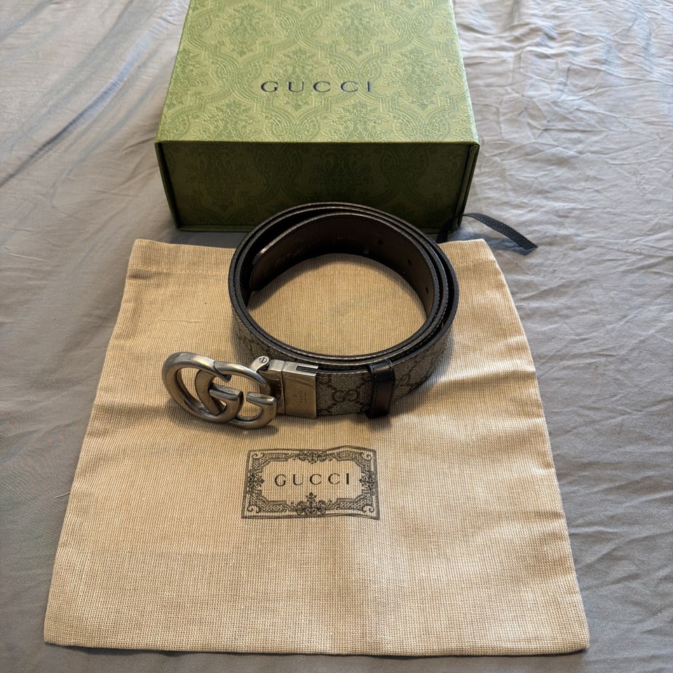 Gucci GG Supreme GG Marmont Reversible Belt - Size 38 inch / 95 cm USA ...