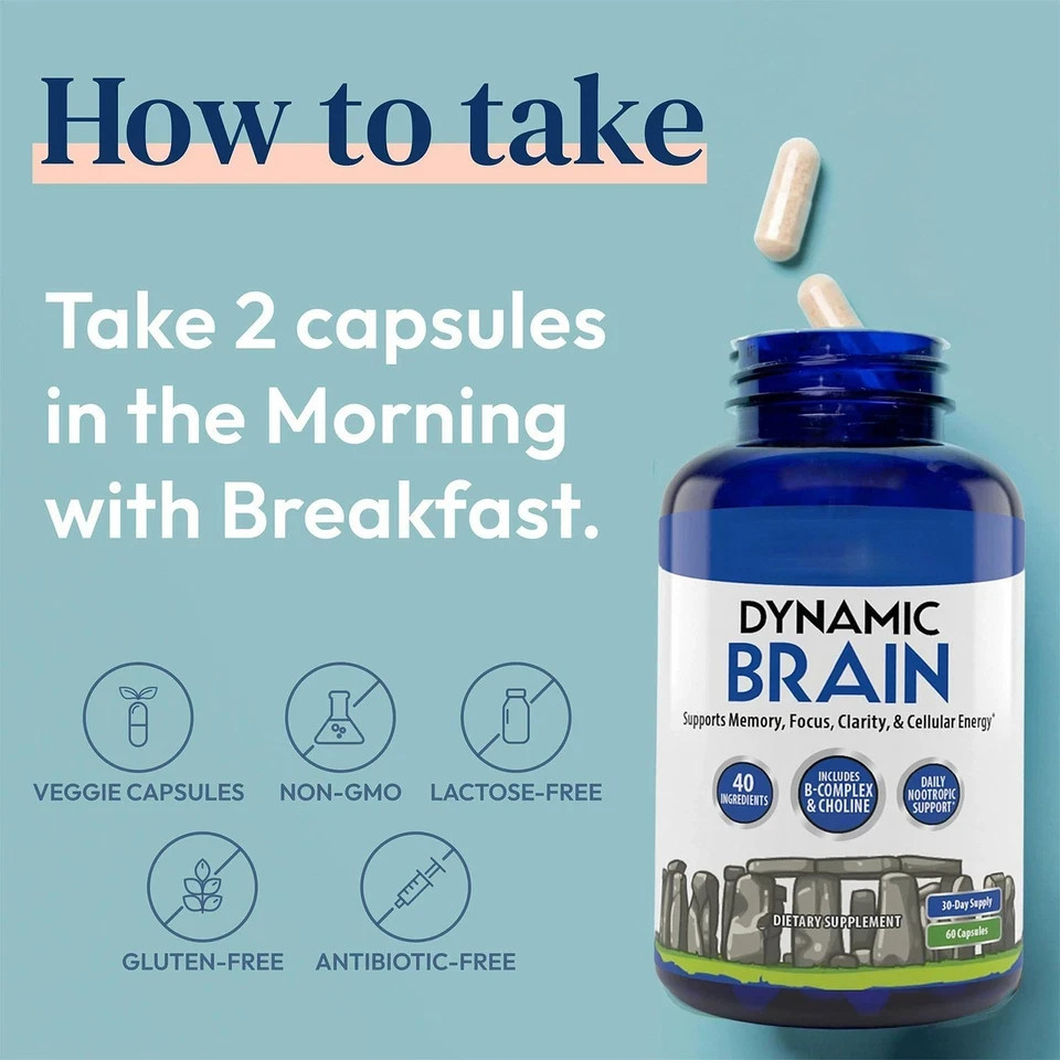 Dynamic Brain Supplement – Focus, Memory & Clarity Support, 60 Capsules ...
