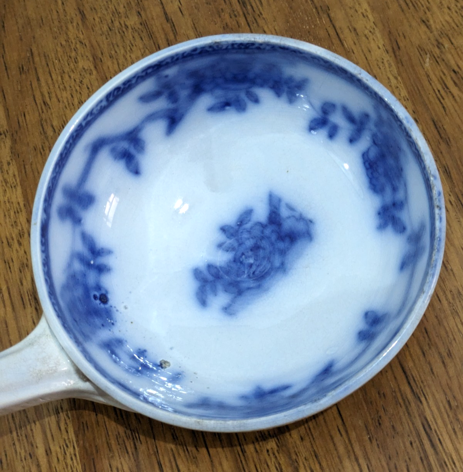 Large Victorian Flow Blue Ceramic Pottery Transfer Ladle Spoon 19th ...