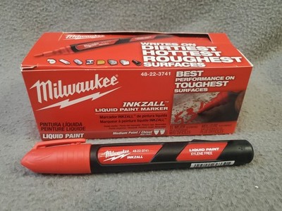 Milwaukee 48-22-3741 INKZALL Red Liquid Paint Marker Acrylic Nib Xylene ...