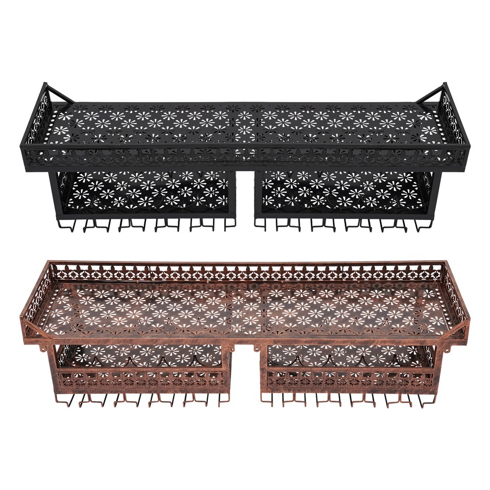 120cm Wall Mounted Iron Wine & Bar Storage Shelf Display Rack,Wine ...