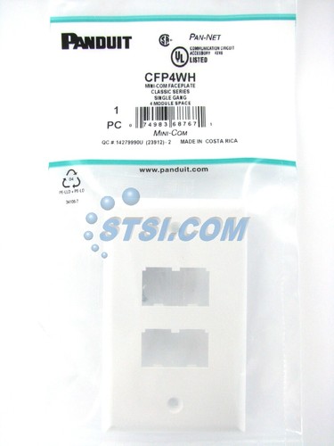 Panduit CFP4WH 4-Port Mini-Com Faceplate, Classic Series, White ~STSI ...