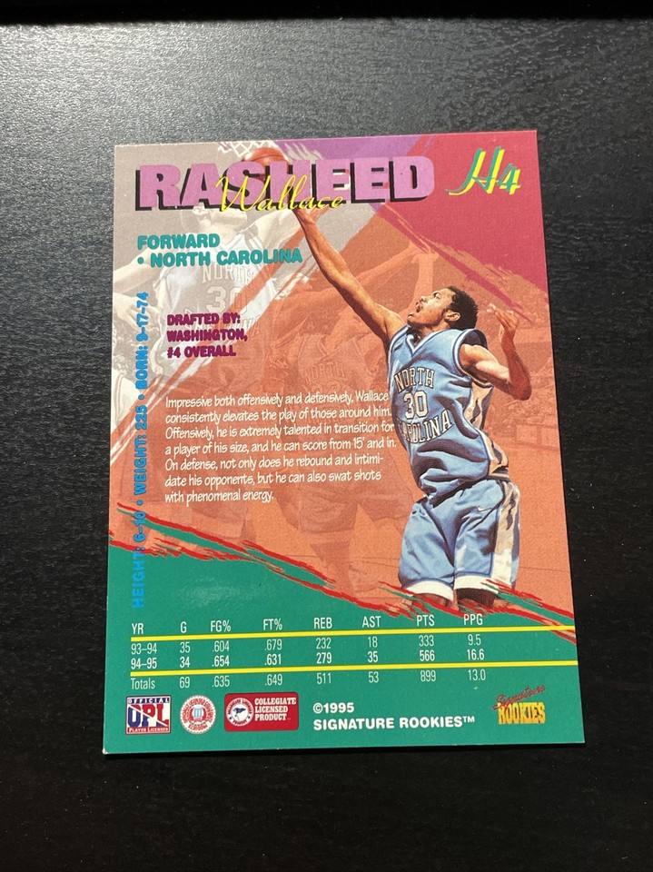Basketball Card -- 1995-96 Signature Rookies Hoopla #H4 Rasheed Wallace ...