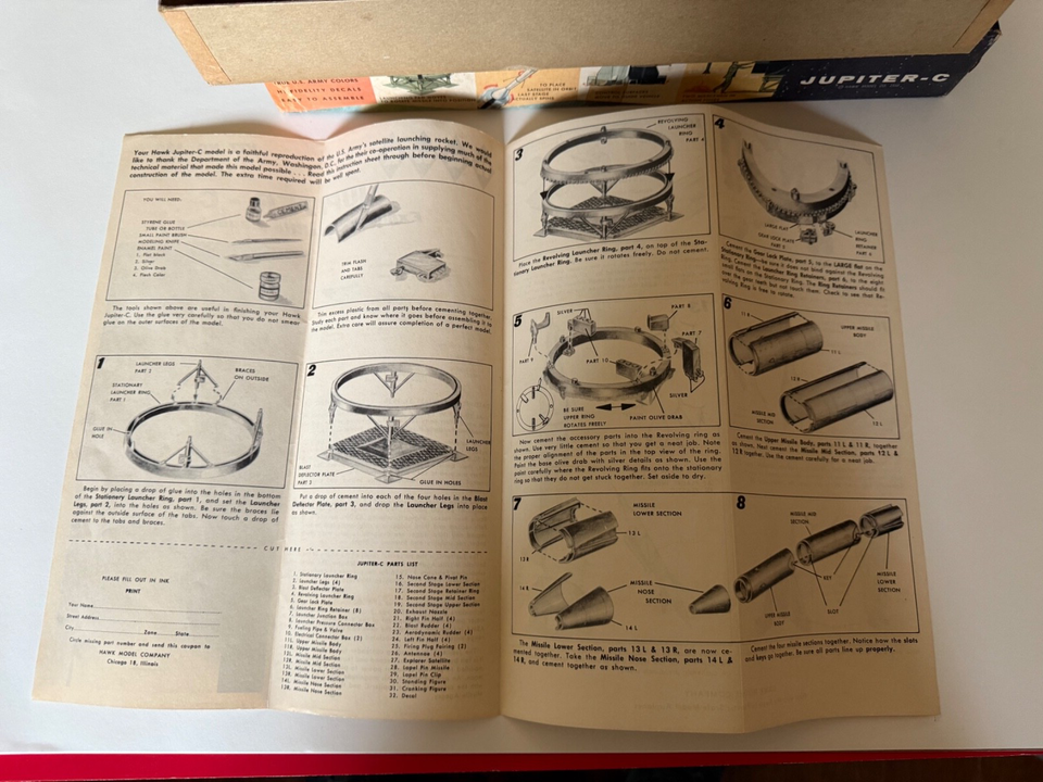 Vintage. Hawk models. Jupiter C Rocket with Explorer. Historic Kit from ...