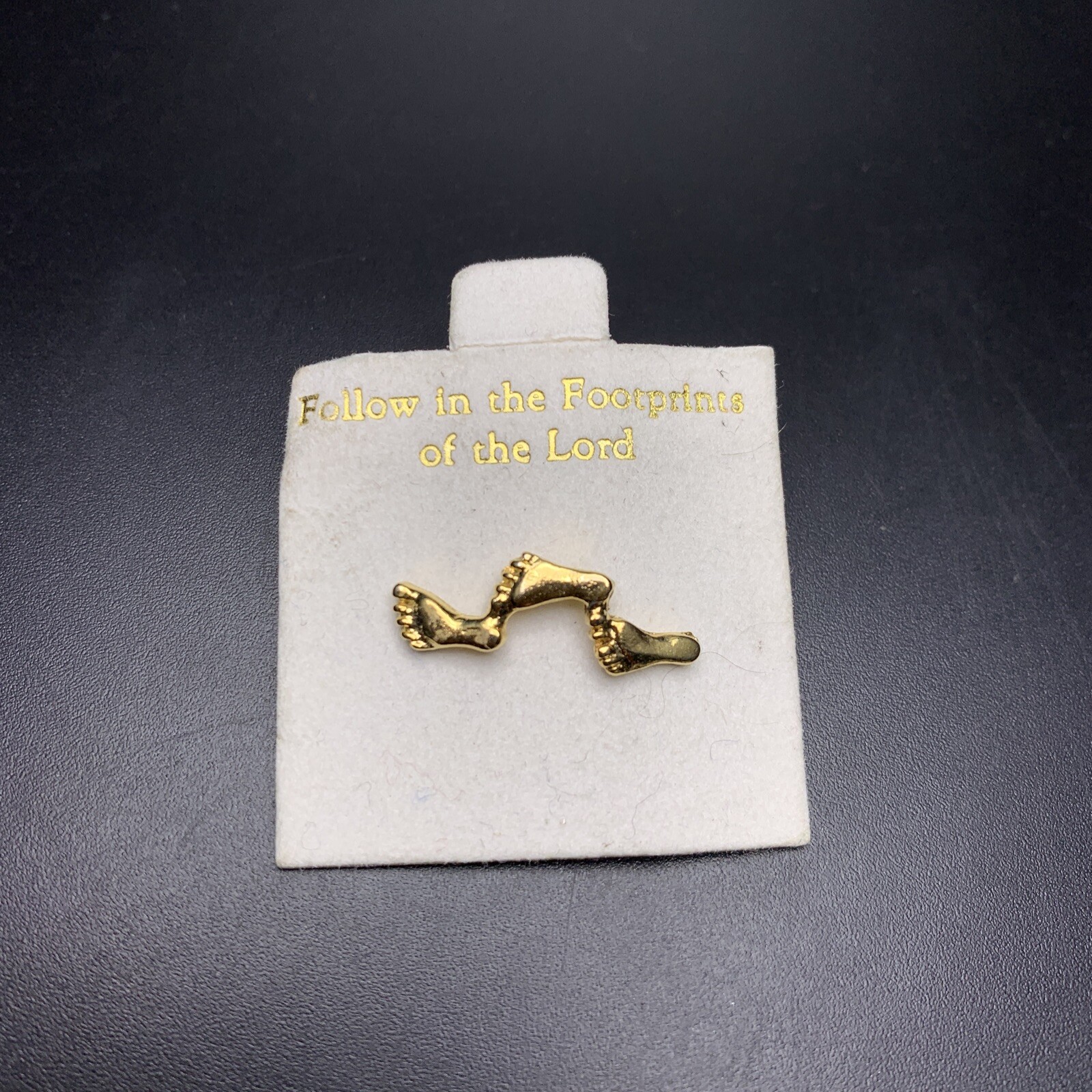 Footprints Lapel Pin Follow In The Lord Gold Tone Small Dainty ...