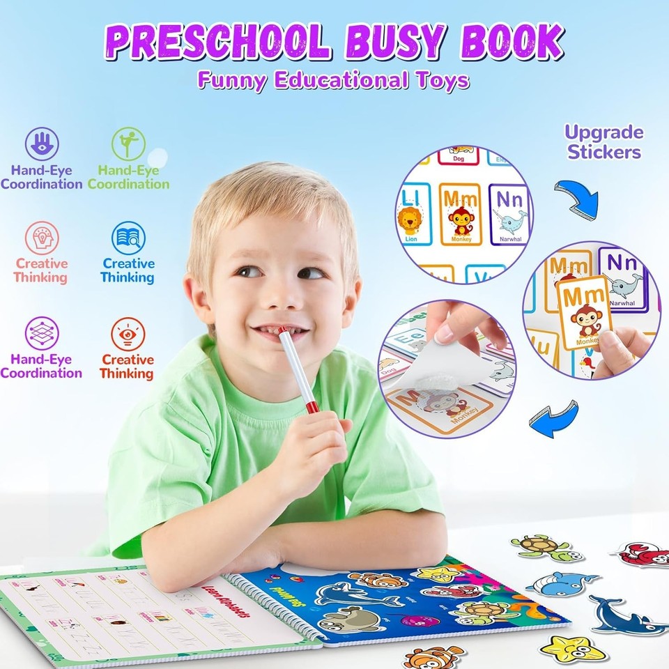 Busy Book for Toddlers 3+, Preschool Learning Activities with 30 Themes ...