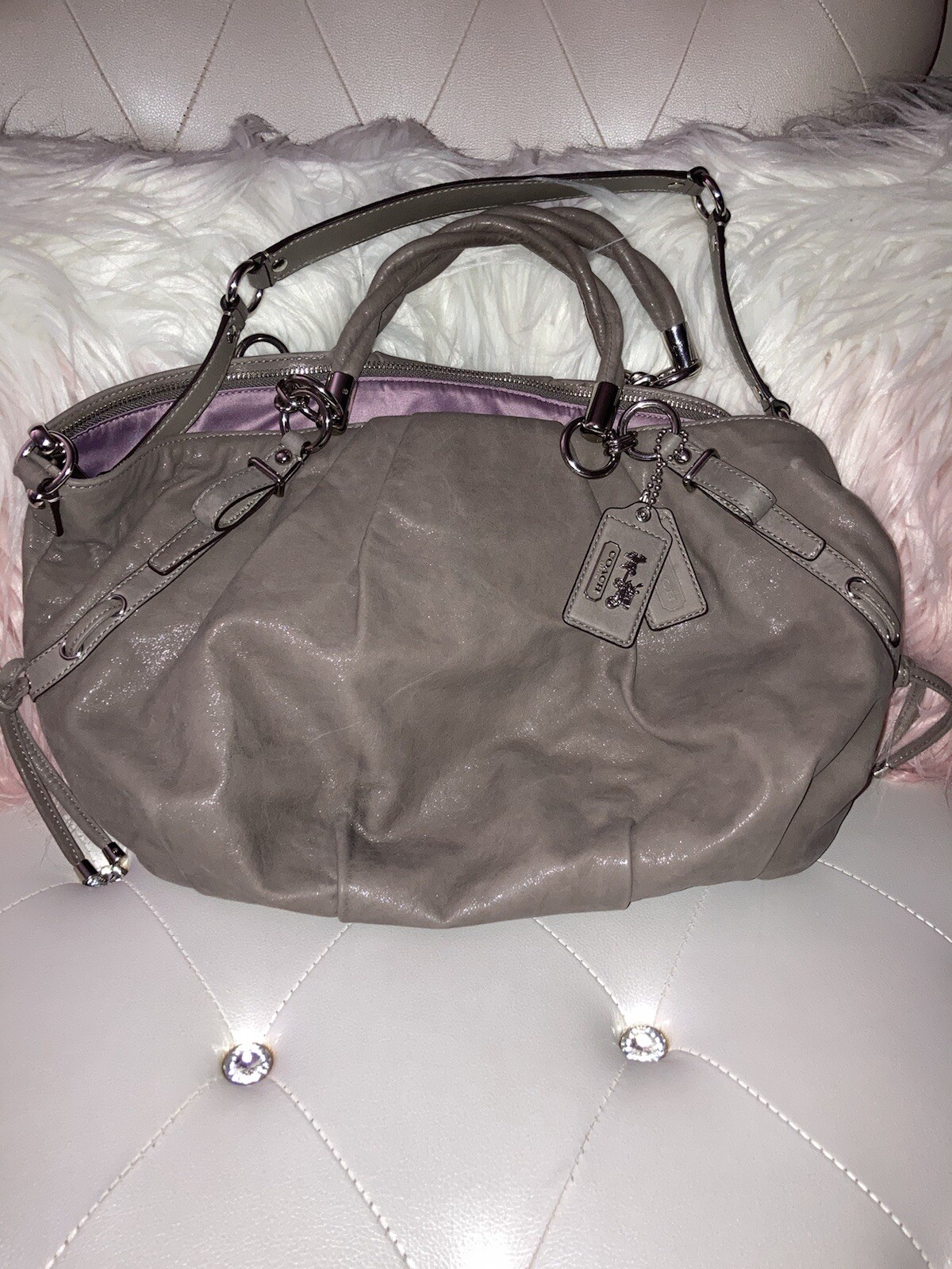 Coach Madison Sophia Large Gray Leather Satchel Handb… - Gem