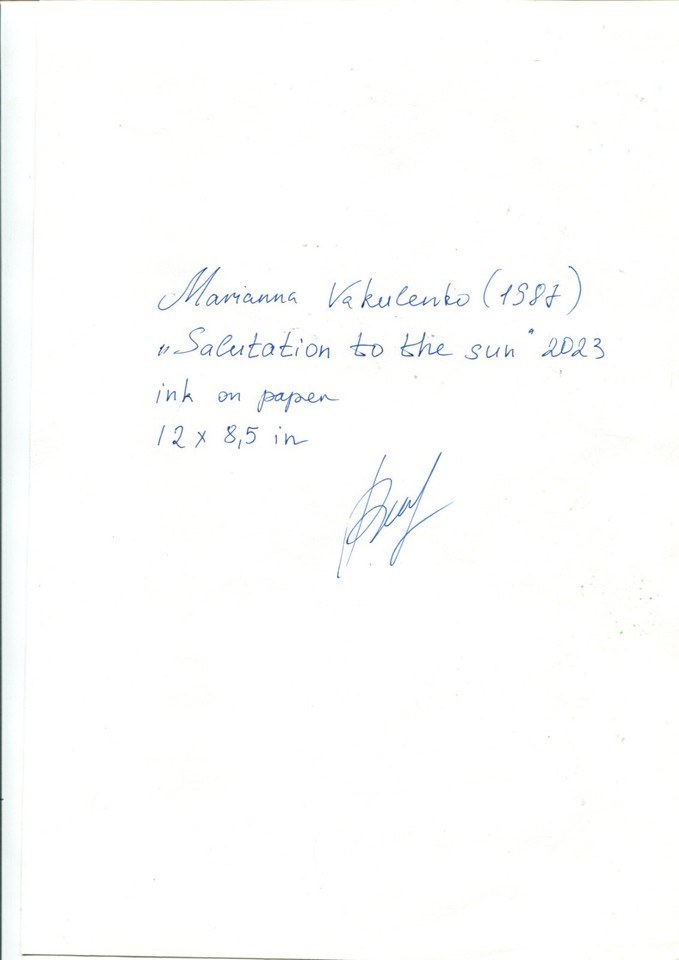 Yoga "Salutation to the sun" ink on paper drawing Art by Vakulenko | eBay