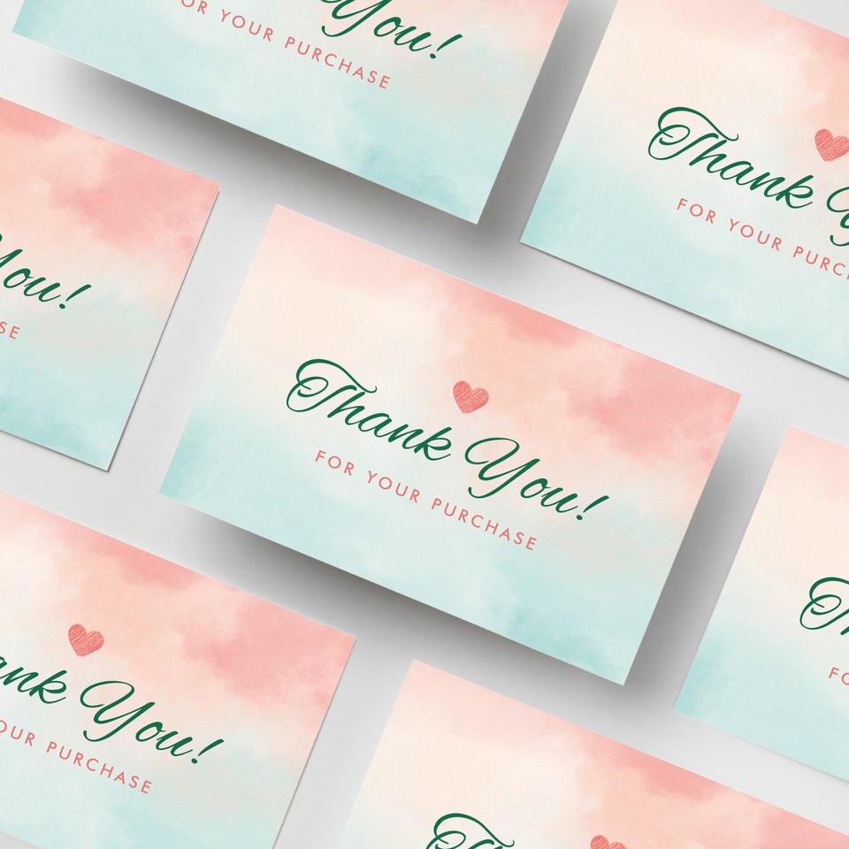 Thank You For Your Purchase/Order Cards Small Business Card 400gsm, 20/ ...