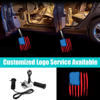 2x LED Car Door Vertical USA American Flag Logo Welcome Projector ...