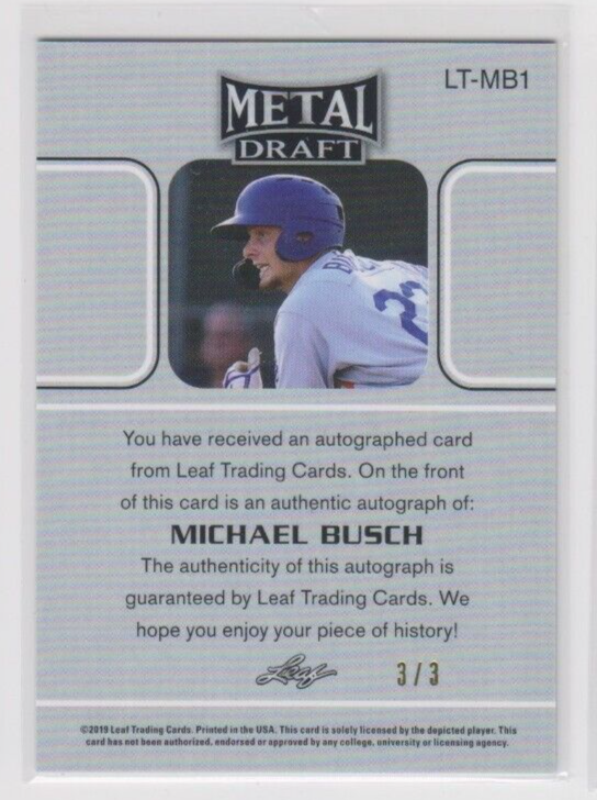 2019 Leaf Metal Draft MICHAEL BUSCH Chicago Cubs Orange Wave Rookie ...