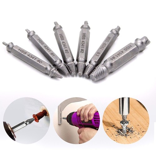Easy Out Stud Reverse Screw Extractor Drill Bits Set 6PCS Rust Removal ...