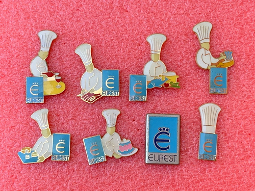 T32 lot de 8 Pins EUREST CHEF CUISINIER French CHIEF COOK Vintage lapel ...
